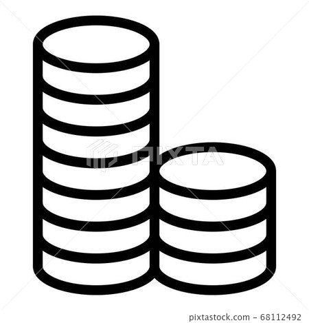 Two stacks of coins icon, outline style - Stock Illustration [68112492 ...