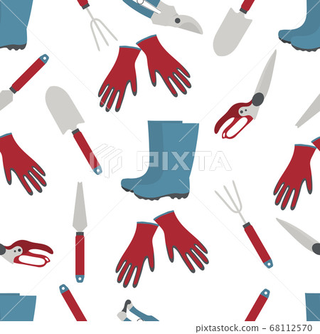 Vector seamless pattern Gardening tools Equipment - Stock Illustration ...