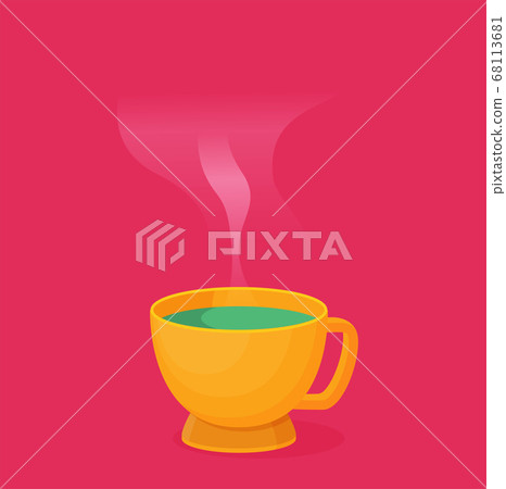 Tea cup with smoke. Flat vector isolated on color - Stock Illustration ...