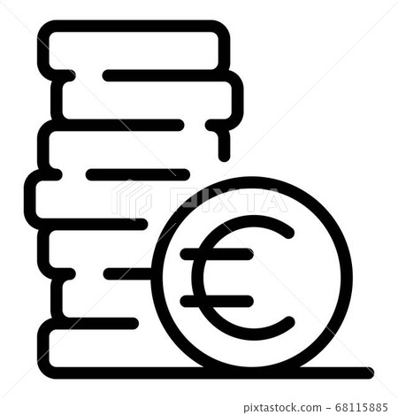 Euro money coin icon, outline style - Stock Illustration [68115885] - PIXTA