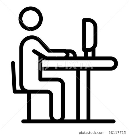 Pc working icon, outline style - Stock Illustration [68117715] - PIXTA