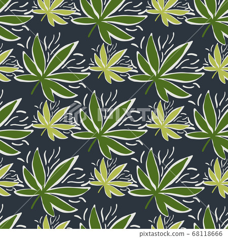 Seamless pattern with endless cannabis leaves on - Stock Illustration ...
