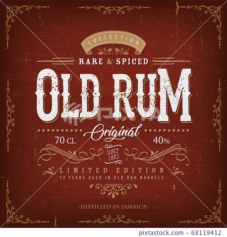 Vintage Old Rum Label For Bottle - Stock Illustration [68119412] - PIXTA