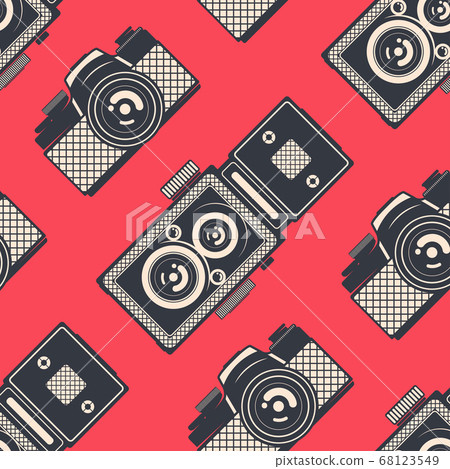 Retro seamless pattern with vintage cameras,... - Stock Illustration ...