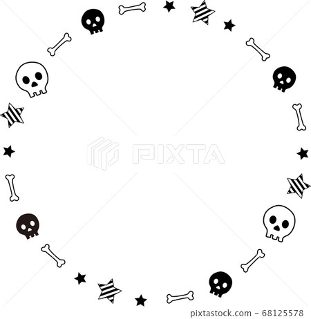Round skull frame (black) - Stock Illustration [68125578] - PIXTA