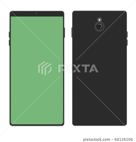Smartphone with front and back or rear side... - Stock Illustration ...