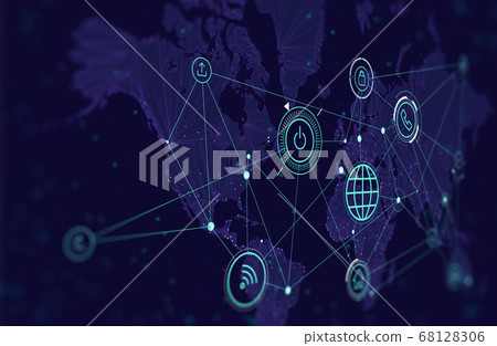 Communications network map of the world, data... - Stock Illustration ...