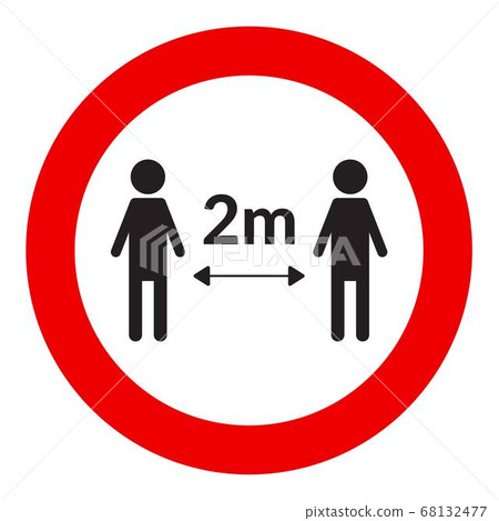Social distancing warning sign 2 m. Two people - Stock Illustration ...