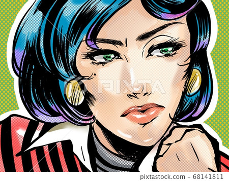 American blue-haired woman gets angry - Stock Illustration [68141811 ...