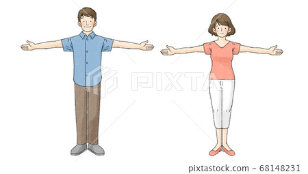 Social distance (two people, spread hands) - Stock Illustration ...