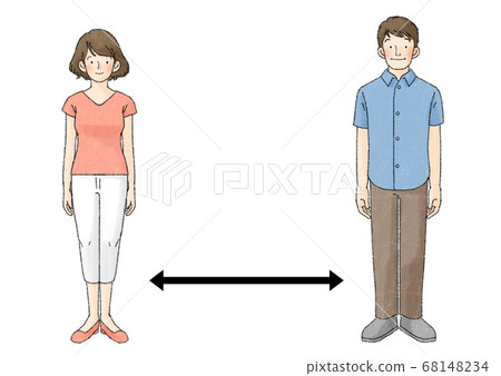 Social Distance (2 people, upright) - Stock Illustration [68148234] - PIXTA