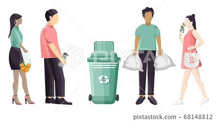 Set of people using eco friendly reusable bags and - Stock Illustration ...