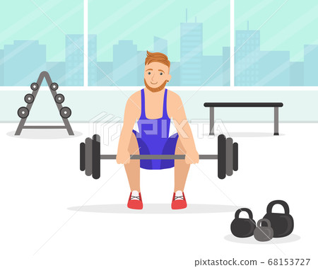 Man Exercising with Barbell in the Gym, Young... - Stock Illustration ...