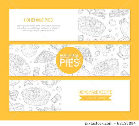 Homemade Pie Banner Templates Set, Card,... - Stock Illustration ...