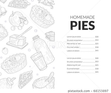 Homemade Pies Menu Template, Bakery and Pastry... - Stock Illustration ...