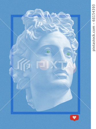 Art collage with antique sculpture of Apollo... - Stock Illustration ...