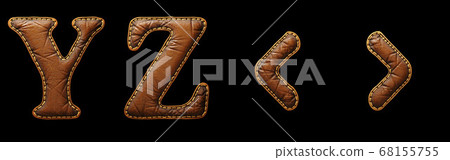 Set of leather letters Y, Z and symbol left,... - Stock Illustration ...