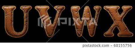 Set of leather letters U, V, W, X uppercase. 3D... - Stock Illustration ...