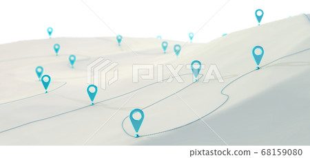 Overview of a winding hiking trail through the... - Stock Illustration ...