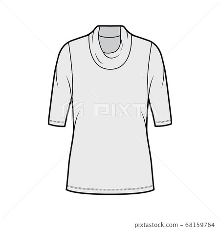 Cowl turtleneck jersey sweater technical... - Stock Illustration ...