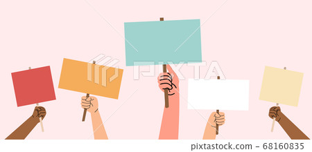 hands holding Campaign Sign set - Stock Illustration [68160835] - PIXTA