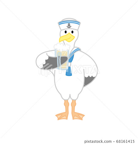 Seagull sailor drinking beer - Stock Illustration [68161415] - PIXTA