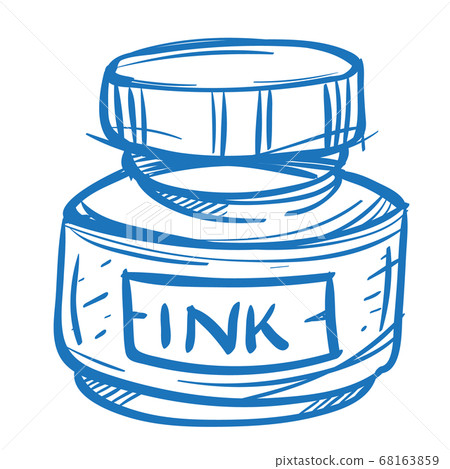 Bottle with ink sketch. The elements for... - Stock Illustration ...