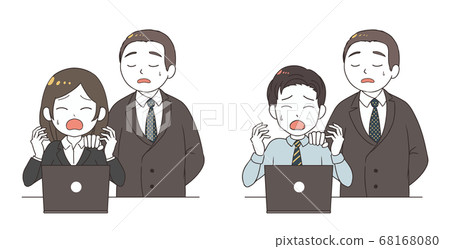 A company employee who is sad when his boss... - Stock Illustration ...