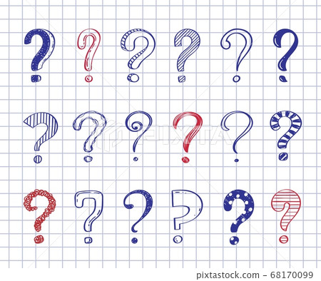 Set of hand drawn question marks on a paper - Stock Illustration ...