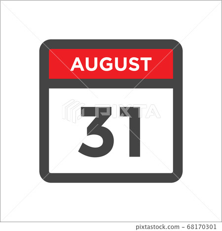 August 31 calendar icon with day of month-插圖素材 [68170301] - PIXTA圖庫