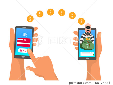 Robber man stole money via transfer online from...-插圖素材 [68174841 ...