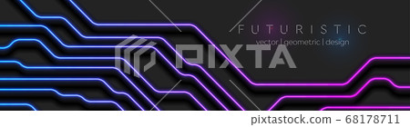 Glowing blue purple neon circuit board lines - Stock Illustration ...