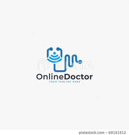 Doctor online virtual services logo design... - Stock Illustration ...