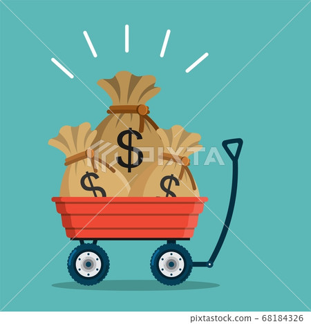 bag of money in a wheelbarrow - Stock Illustration [68184326] - PIXTA