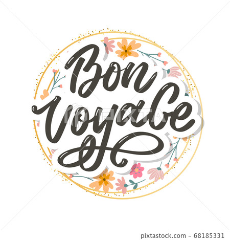 Bon Voyage Hand Lettering Vector Calligraphy - Stock Illustration ...