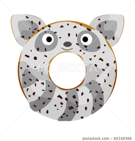 Cute powdered racoon donut vector illustration - Stock Illustration ...