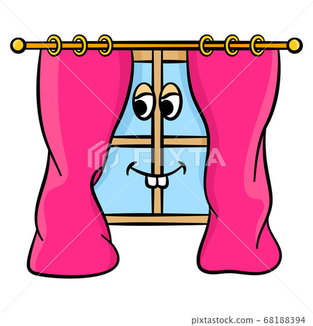 home window with cartoon face - Stock Illustration [68188394] - PIXTA