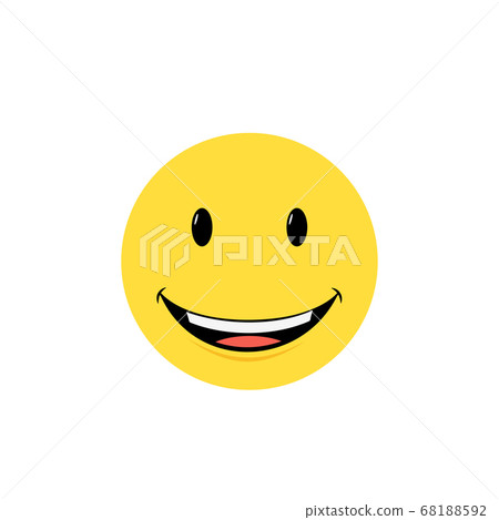 Yellow happy face with smile. - Stock Illustration [68188592] - PIXTA