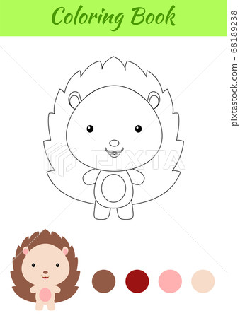 Coloring page happy little baby hedgehog.... - Stock Illustration ...