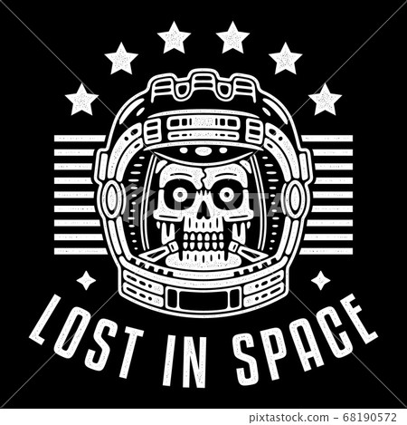 Spaceman skull. Modern space logo. Monochrome... - Stock Illustration ...