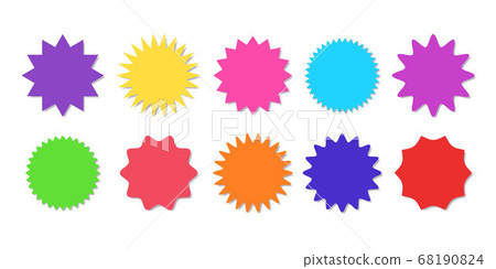 Starburst sticker set - collection of colorful... - Stock Illustration ...