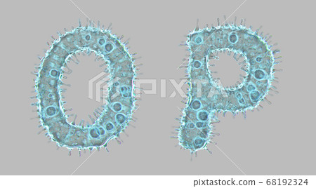 Set of letters made of virus isolated on gray... - Stock Illustration ...