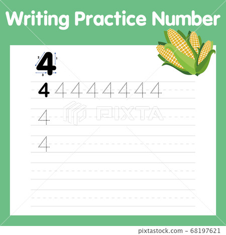Writing practice number 4 - Stock Illustration [68197621] - PIXTA