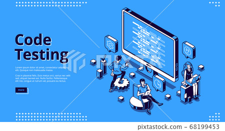 Vector cartoon banner of code testing - Stock Illustration [68199453 ...