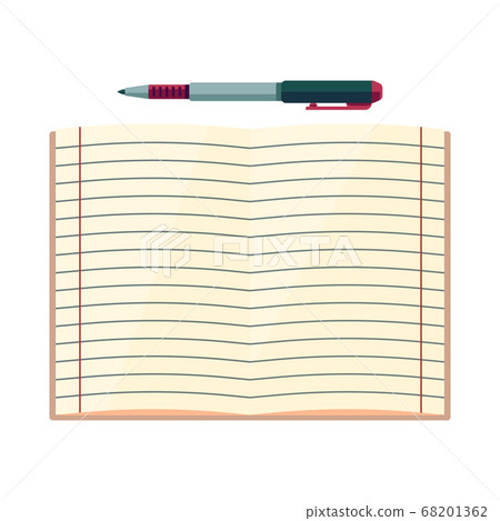 Pen and copy book on white isolated backdrop. - Stock Illustration ...