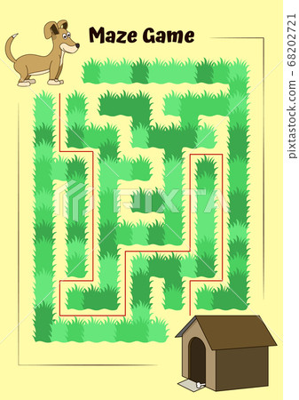 Dog and doghouse Maze. Educational game for - Stock Illustration ...