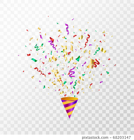 Colorful confetti flying on transparent - Stock Illustration [68203147 ...