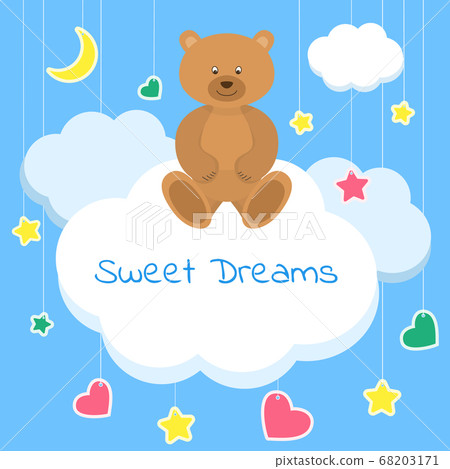 Sweet dreams colorful vector Illustration. Sleep - Stock Illustration ...