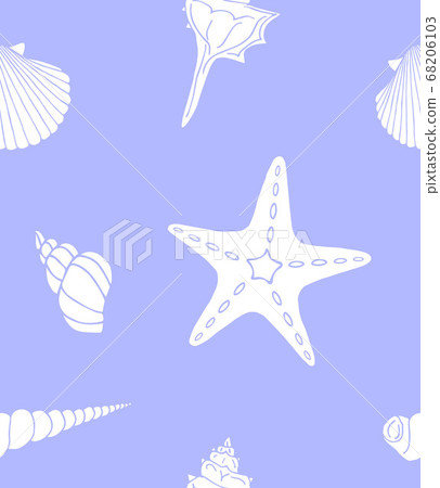 Vector seamless pattern of shell and sea star - Stock Illustration ...