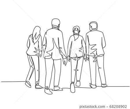 One single line drawing of young male startup... - Stock Illustration ...